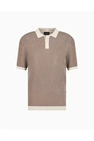 Emporio Armani Micro-pattern Jacquard Jumper - Natural