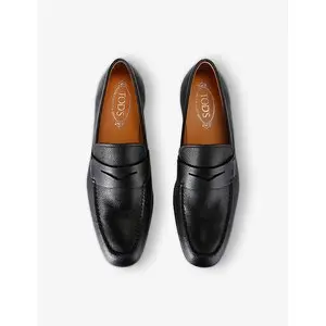 TOD'S Grained-leather Loafers - Black