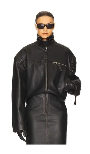 HELSA Leather Oversized Moto Jacket