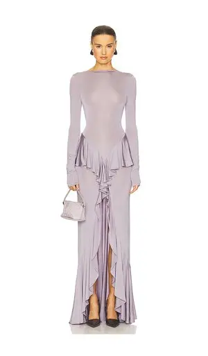 HELSA Amala Jersey Gown With Ruffle Accents