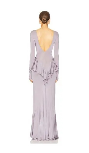 HELSA Amala Jersey Gown With Ruffle Accents