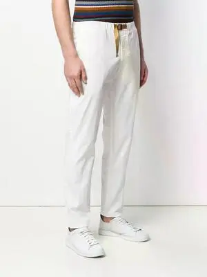 WHITE SAND Belted Slim-fit Trousers