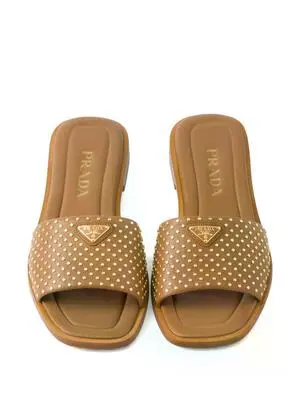 Prada Stud-embellished Leather Sandals