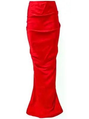 Alejandra Alonso Rojas Silk Maxi Skirt - Red