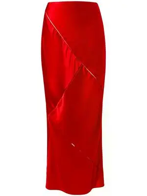 Alejandra Alonso Rojas Bias Silk Skirt - Red