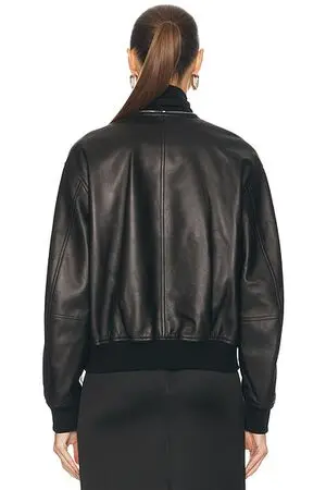 JIL SANDER Leather Bomber Jacket - Black