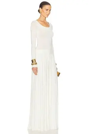 HELSA Jersey Maxi Dress With Back Cut-out And Tie Detail - Vanilla