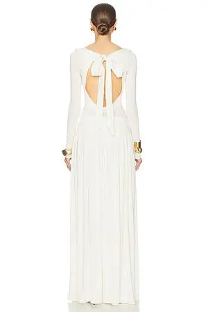 HELSA Jersey Maxi Dress With Back Cut-out And Tie Detail - Vanilla