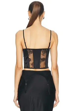 FLEUR DU MAL Silk And Bouquet Lace Corset Top