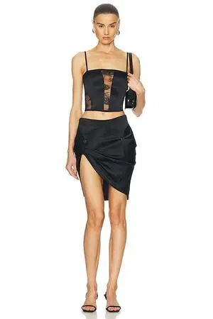 FLEUR DU MAL Silk And Bouquet Lace Corset Top