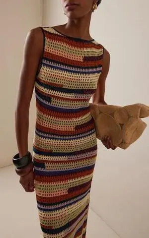 Escvdo Knitted Maxi Dress With Open Back