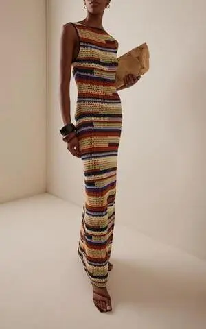 Escvdo Knitted Maxi Dress With Open Back