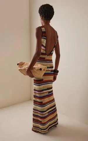 Escvdo Knitted Maxi Dress With Open Back