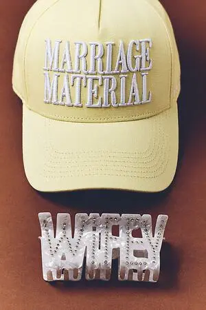 BRIDEMERCH Marriage Material Baseball Cap - Yellow