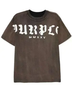 PURPLE BRAND Worn Gothic Wordmark Overdye Tee