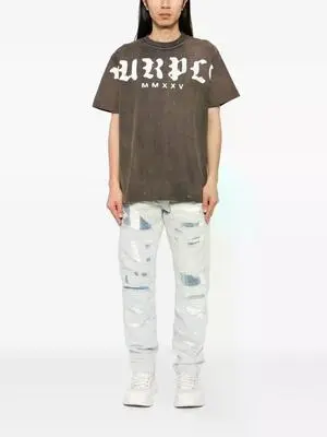 PURPLE BRAND Worn Gothic Wordmark Overdye Tee