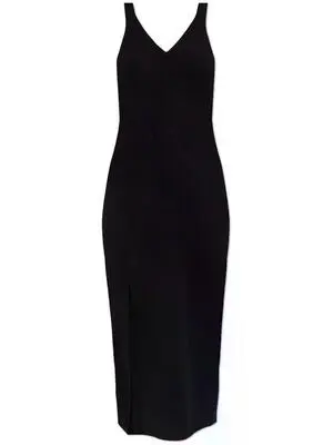 Lacoste Ribbed V-neck Dress - Black