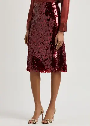 Vince Sequin-embellished Tulle Midi Skirt