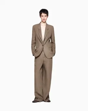Giorgio Armani Wide-leg Linen Trousers - Brown