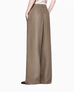 Giorgio Armani Wide-leg Linen Trousers - Brown