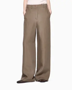Giorgio Armani Wide-leg Linen Trousers - Brown
