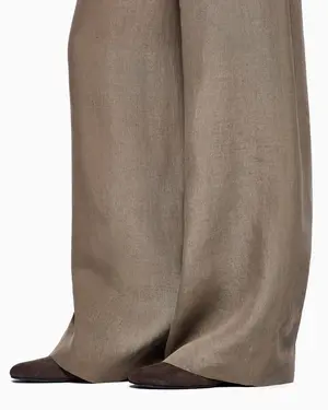 Giorgio Armani Wide-leg Linen Trousers - Brown