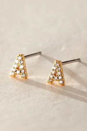 BRENDA GRANDS Initial Stud Earrings - A