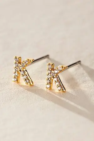 BRENDA GRANDS Initial Stud Earrings - K