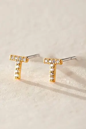 BRENDA GRANDS Initial Stud Earrings - T