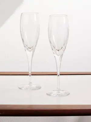 Christofle Iriana Set Of Two Crystal Champagne Flutes - Neutrals