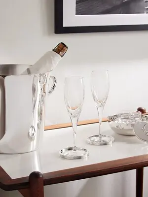 Christofle Iriana Set Of Two Crystal Champagne Flutes