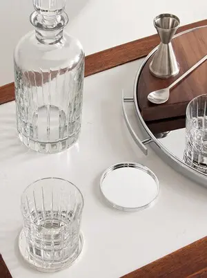 Christofle Kt Set Of Two -plated Glass Coasters