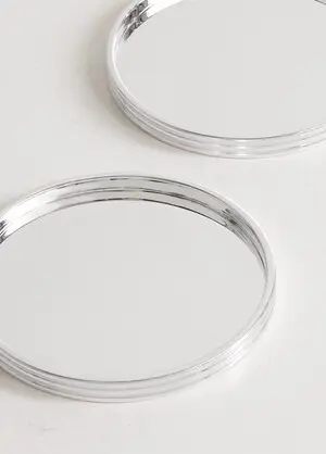 Christofle Kt Set Of Two -plated Glass Coasters