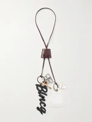 Balenciaga Le City 2 Embellished Textured-leather, Silver- And Gold-tone Key Fob - Brown