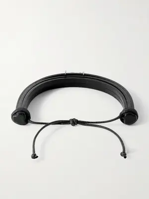 Saint Laurent Cassandre Leather Bracelet - Black