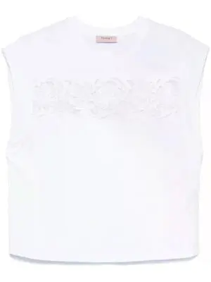 TWINSET Lace-detail T-shirt - White
