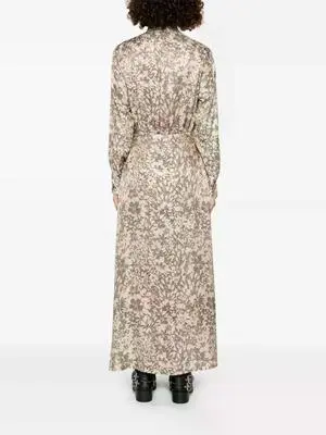 GOLDEN GOOSE Silk Blend Floral Print Midi Dress - Neutrals