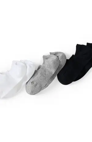 LANDS' END 3-pack No Show Socks - White Gray Black Pack