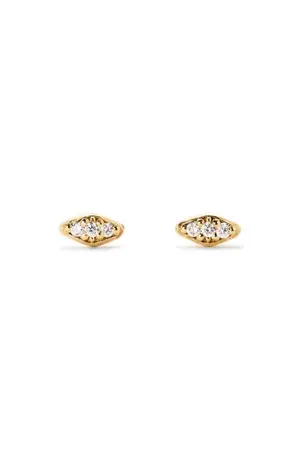 ANA LUISA Mini Diamond Navette Stud Earrings - Gold