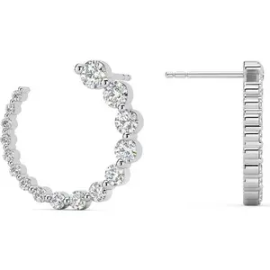 BLISS DIAMOND 1 1/2ct Graduated Diamond Circle Earrings 14k Gold Lab Grown Studs - 14k White Gold