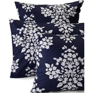 LANDS' END 700 Thread Count Luxe Sateen Egyptian Cotton No Iron Bed Pillow Sham - Deep Sea Navy/white Floral
