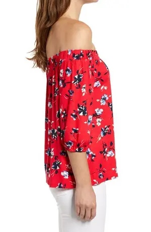 Loveappella Floral Off-the-shoulder Top - Red