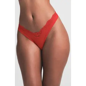 SKIMS Fits Everybody Lace Dipped Thong Cayenne