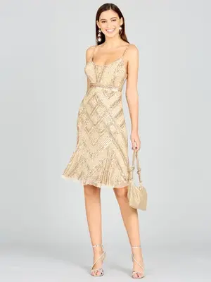 LARA NEW YORK Beaded Midi Dress