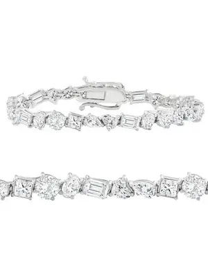 BLISS DIAMOND 15ct Mixed Cut Diamond Tennis Bracelet - 14k White Gold