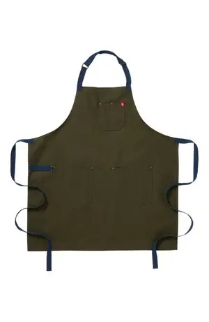 HEDLEY & BENNETT The Essential Apron Green Navy Straps - Olive