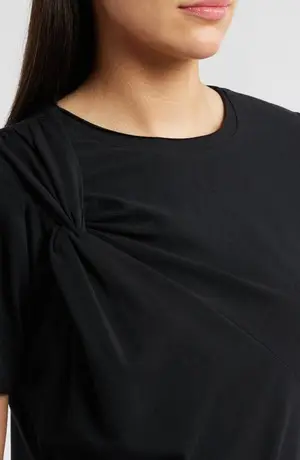 Wit & Wisdom Twist Front Stretch Cotton Modal T-shirt - Black