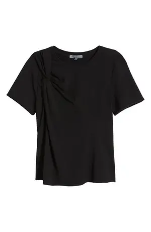 Wit & Wisdom Twist Front Stretch Cotton Modal T-shirt - Black