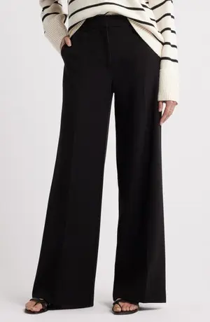 Nordstrom The Lennox Wide-leg Trousers - Black