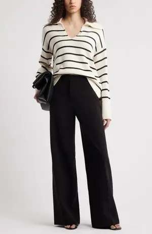 Nordstrom The Lennox Wide-leg Trousers - Black